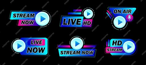 Premium Vector | Live streaming badge set template