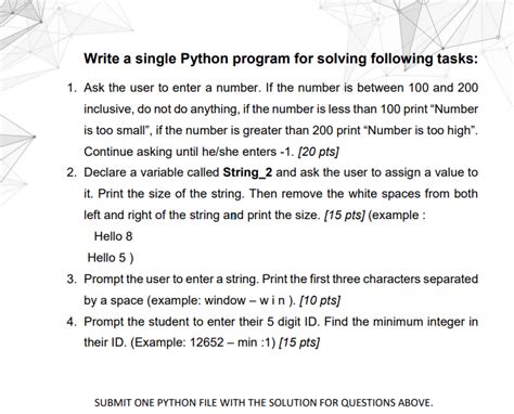 solved write a single python program for solving following