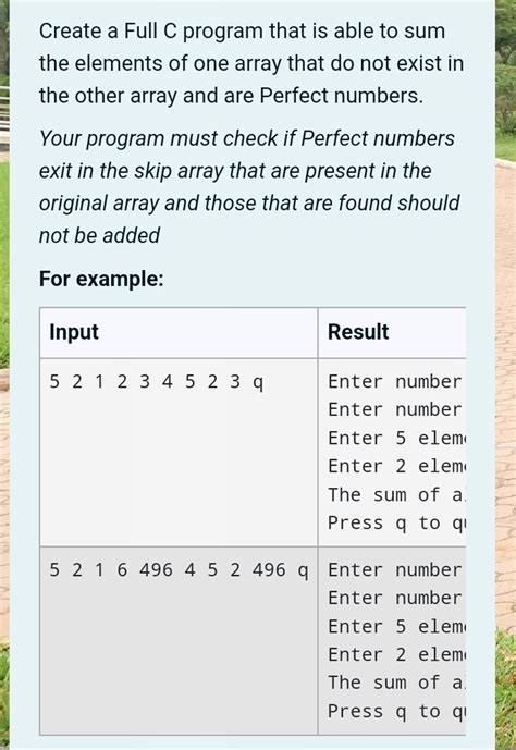 Create A Full C Program That Is Able To Sum The Elements Of One Array Tha