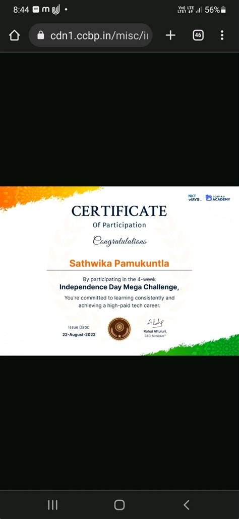 I Am Very Excited Thank You Nxtwave Ccbp Rahul Attuluri Sathwika Pamukuntla