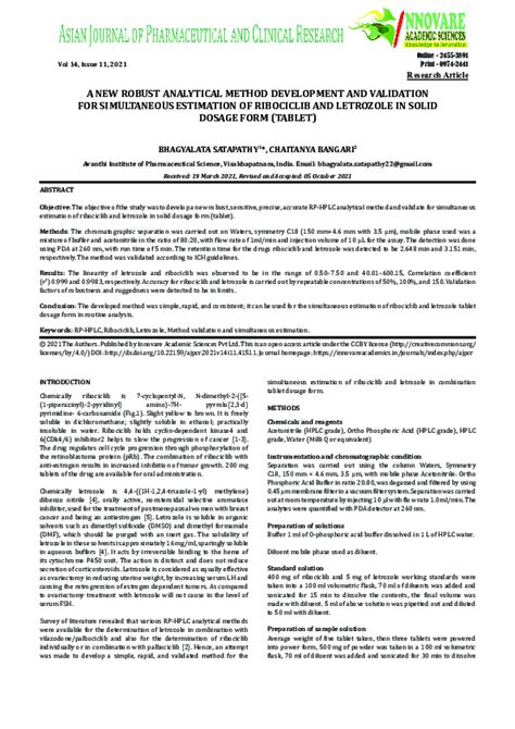 Pdf A New Robust Analytical Method Development And Validation For Simultaneous Estimation Of