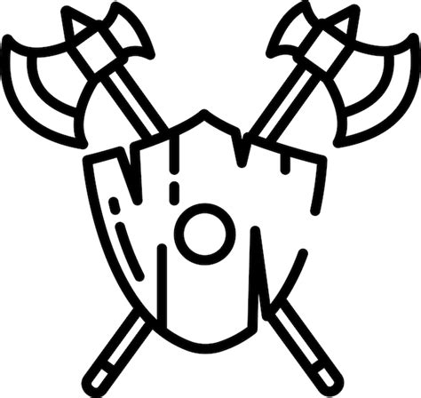 Premium Vector Axe And Shield Outline Vector Illustration
