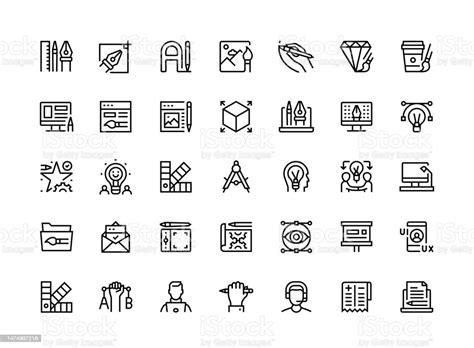 Design Thinking Thin Line Icon Set Series Stock Illustration Download Image Now Line Icon