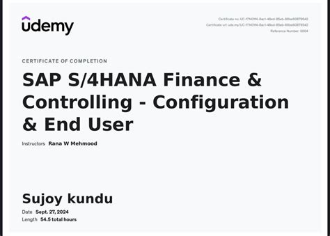 sujoy kundu on linkedin certificate of completion sap fico from udemy