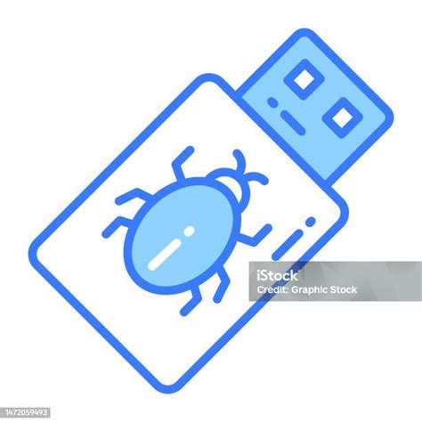 Bug On Flash Drive Denoting Concept Vector Of Hacked Usb Data Threat Stock Illustration