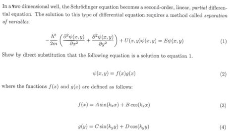 Solved In A Two Dimensional Well The Schrödinger Equation