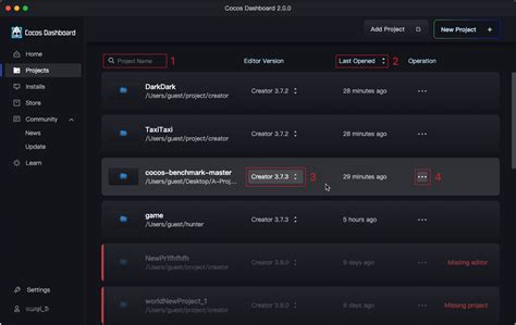Using Cocos Dashboard Cocos Creator