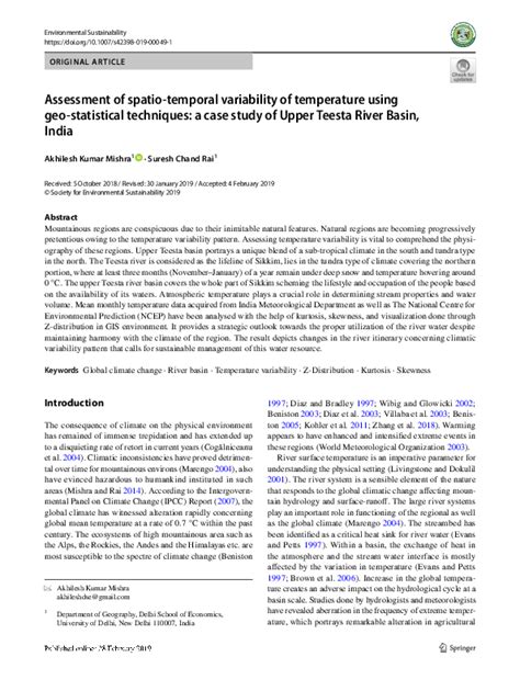 Pdf Assessment Of Spatio Temporal Variability Of Temperature Using Geo Statistical Techniques