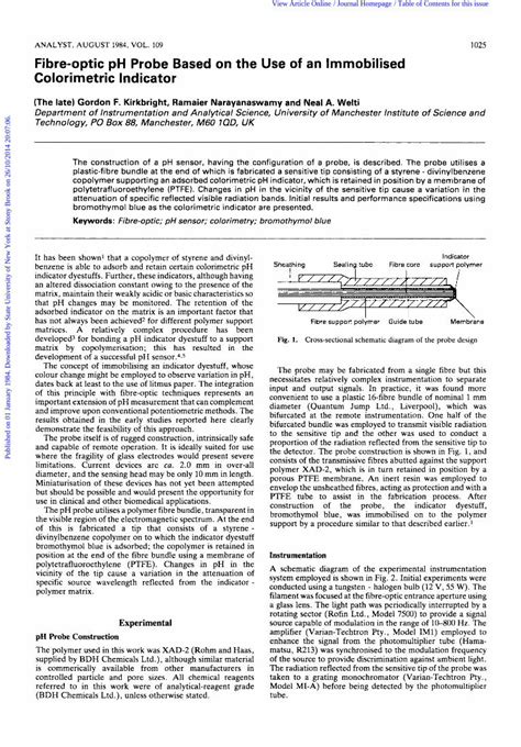 Pdf Fibre Optic Ph Probe Based On The Use Of An Immobilised Colorimetric Indicator Dokumen Tips