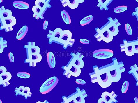 3d Coins And Bitcoin Symbol Seamless Pattern Cryptocurrency Coin In Isometric Style Crypto
