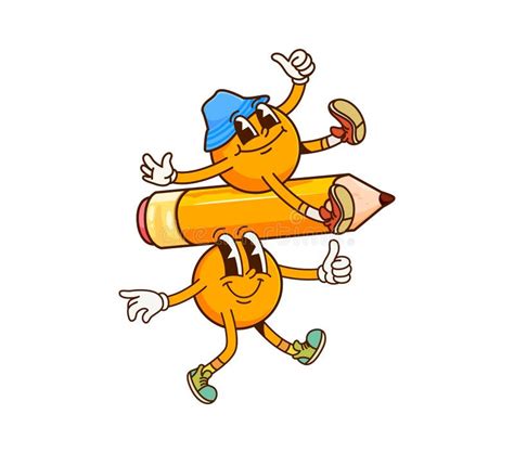 Cartoon Math Division Symbol Groovy Characters Stock Illustration