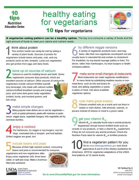 10 Tips For Vegetarians Myplate For Adults