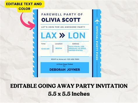 Going Away Party Invitations Canva Farewell Celebration 55x55