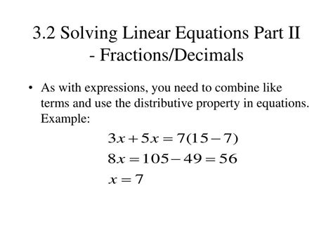 PPT 3 1 Solving Linear Equations Part I PowerPoint Presentation Free Download ID 6114056