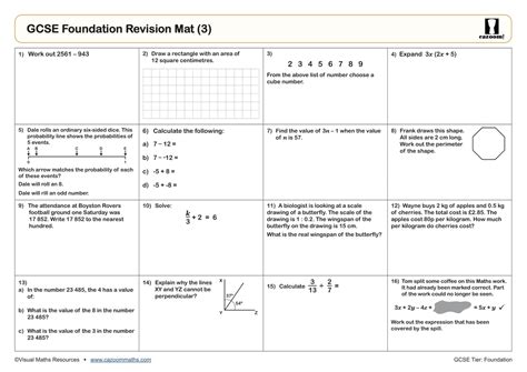 Gcse Foundation Revision Mat 1 Worksheet Gcse Maths Revision Worksheets Pdf
