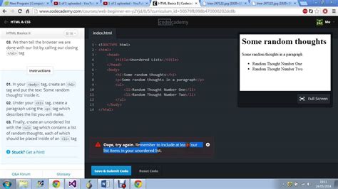 Codecademy HTML Basics II YouTube