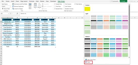 how can i remove table format in excel