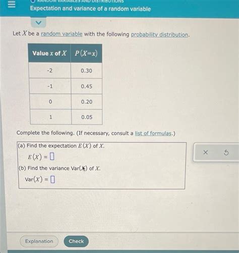 solved expectation and variance of a random variable let x