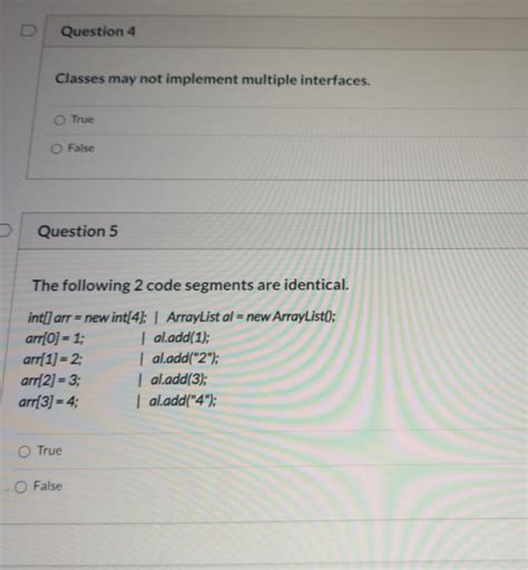 Solved Question 4 Classes May Not Implement Multiple