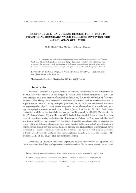 Pdf Existence And Uniqueness Results For ψ−caputo Fractional Boundary