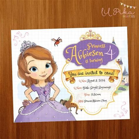 Printable Birthday Invitation Card Sofia The First Birthday