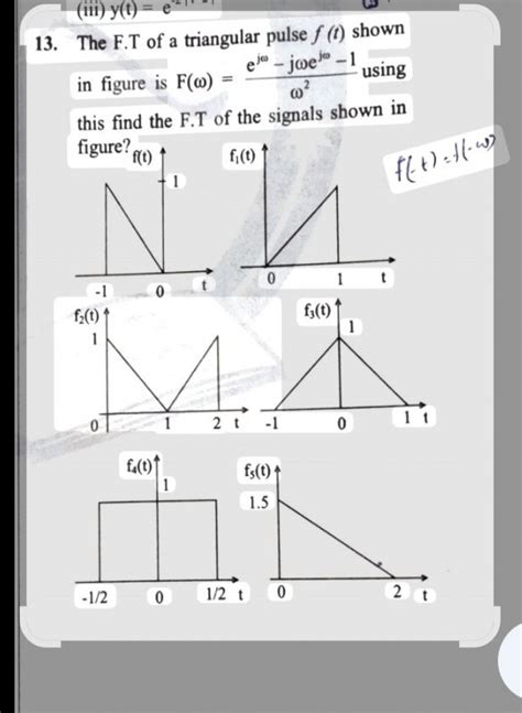 13 The Ft Of A Triangular Pulse Ft Shown In Figure Is Fωω2ejω−jωej