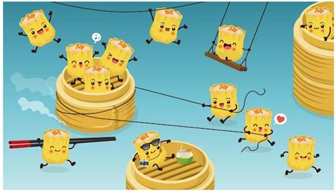 Premium Vector Vintage Dim Sum Character Poster Design