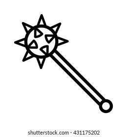 Spiked Mace Weapon Line Art Vector Stock Vector Royalty Free