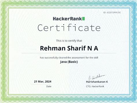 Rehman Sharif N A On Linkedin Cleared Hackerrank Java Assessment