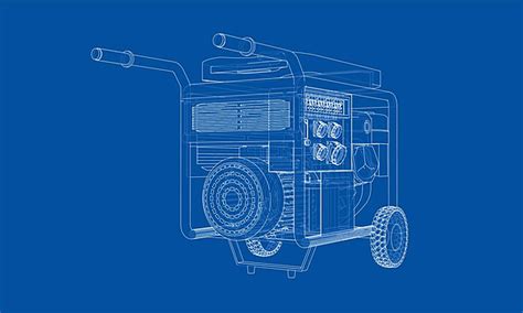 Outline Portable Gasoline Generator Vector Graphic Industrial Backup