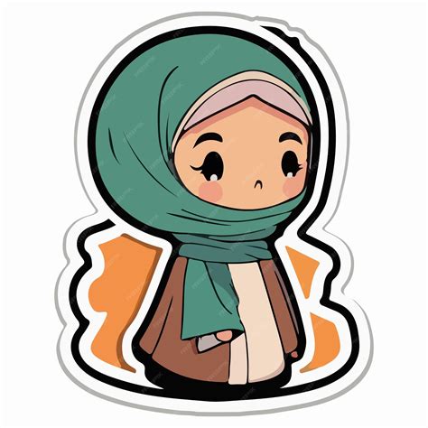 Premium Vector Cute Hijabi Girl Cartoon Style Vector Illustration