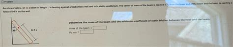 Solved Problem Force Of 94n ﻿on The Wall Determine The Mass