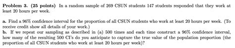 solved problem 3 25 points in a random sample of 269 csun
