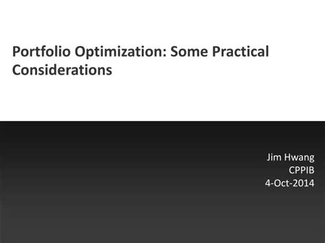 PPT Portfolio Optimization Some Practical Considerations PowerPoint Presentation ID