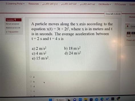 solved a particle moves along the x axis according to the