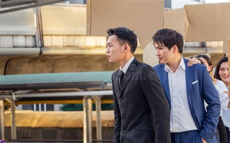 Protesters Holding Blank Sign While Walking Outdoor Making Protest And Show Unity Power