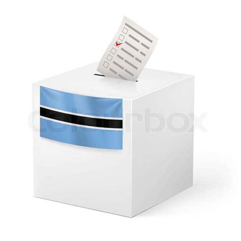 Election In Botswana Ballot Box With Voting Paper On White Colourbox