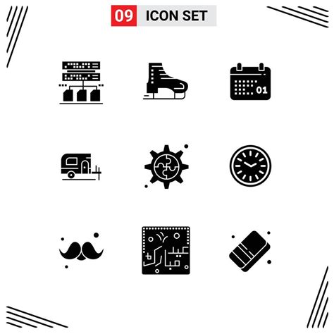 Set Of 9 Modern Ui Icons Symbols Signs For Gear Creative Canada Spring