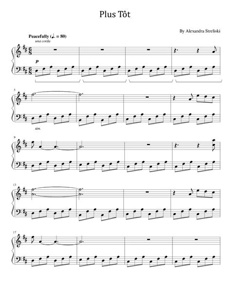 Plus Tot Arr Poon By Alexandra Streliski Sheet Music For Piano Solo