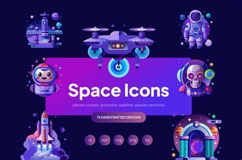 Space Vector Icons Set On Yellow Images Creative Store 140809