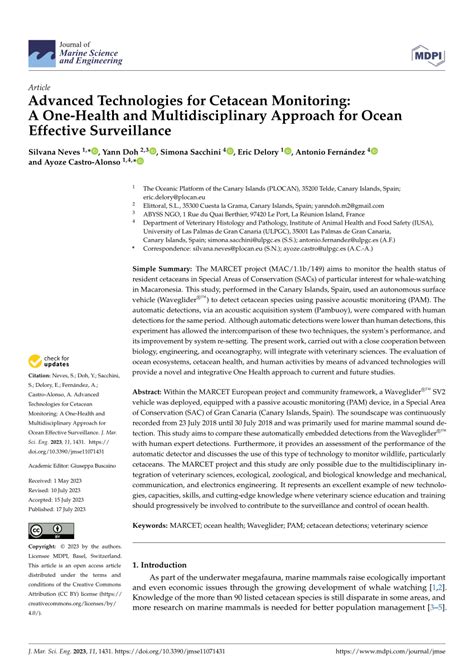 Pdf Advanced Technologies For Cetacean Monitoring A One Health And