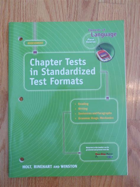Elements Of Language First Course 7th Grade Chapter Tests Holt Isbn