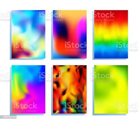 포스터 벽지 전단지 브로셔 커버 타이포그래피 또는 기타 인쇄 또는 웹 제품에 대한 그라데이션 텍스처 세트 벡터 일러스트레이션 0