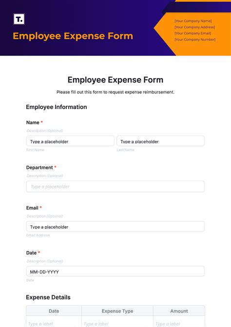 Free Expense Templates Editable And Printable