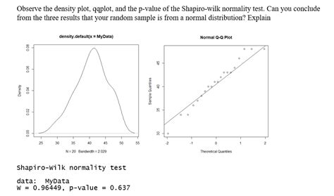 Solved Observe The Density Plot Qqplot And The P Value Of
