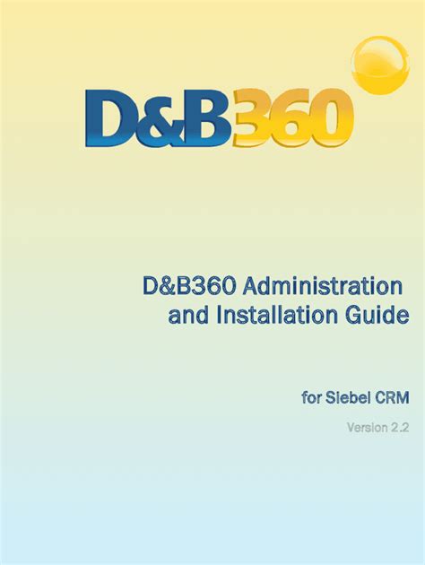 fillable online dandb360 administration and installation guide for siebel
