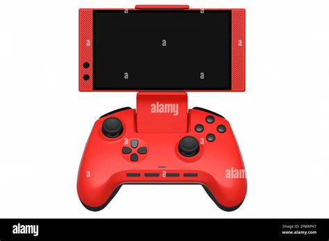 Realistic Red Joystick For Playing Games On A Mobile Phone On White