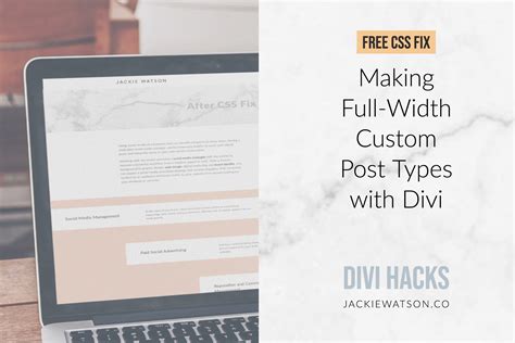 How To Make Full Width Divi Custom Post Types Css Tutorial