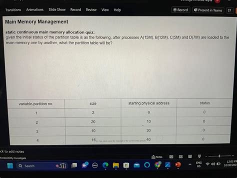 Solved Main Memory Management Static Continuous Main Memory Chegg