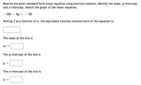 Solved Rewrite The Given Standard Form Linear Equation Using